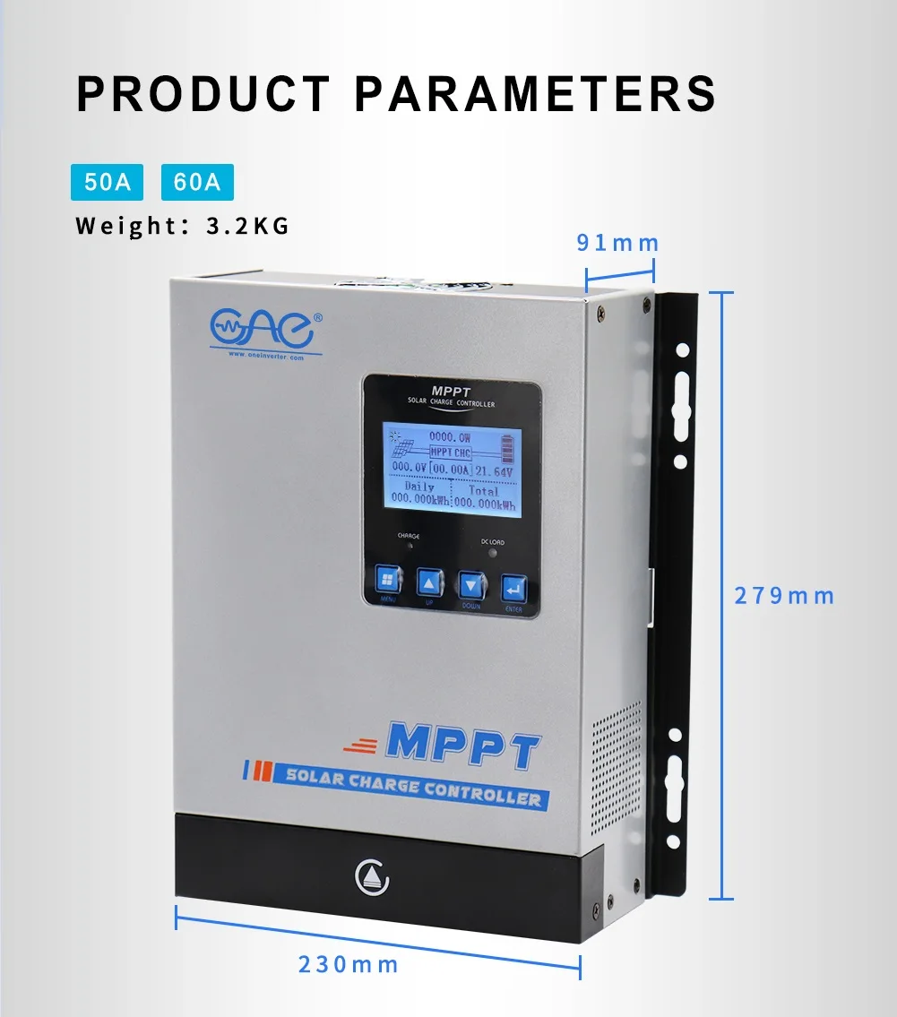 60a Max Input 150v Mppt Solar Charge Controller 12v/24v/48vdc Auto With ...