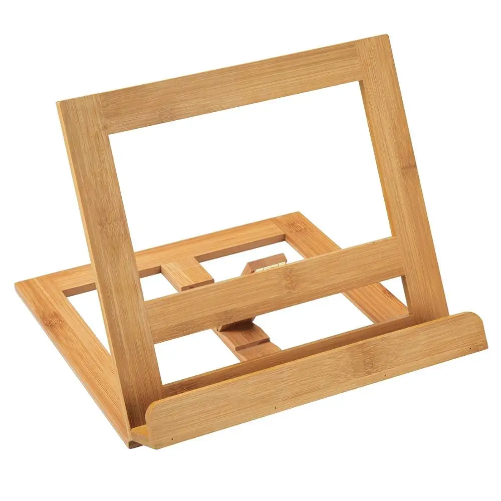 Custom Bamboo Cookbook Stand Foldable Tablet Holder Adjustable Recipe ...