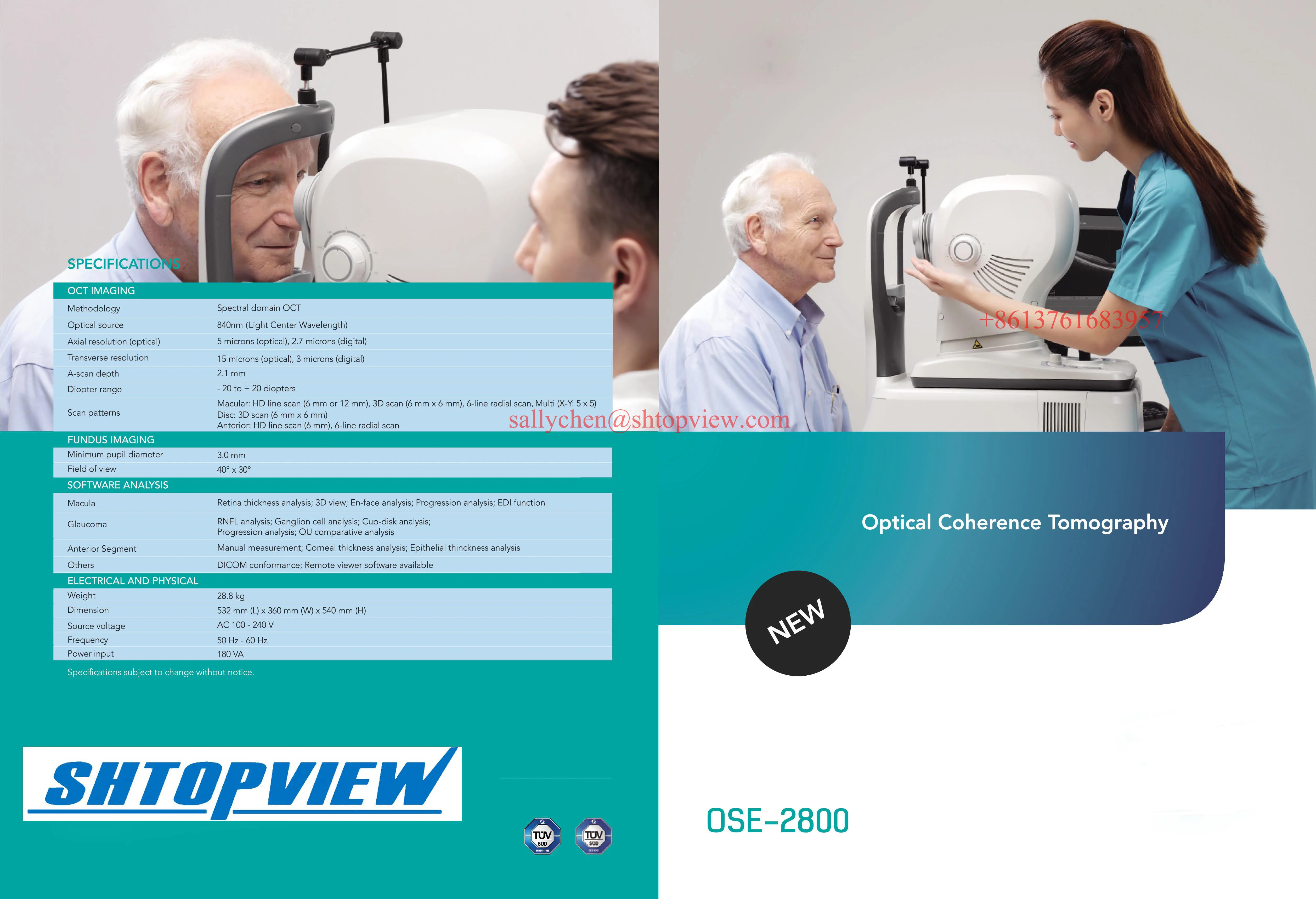 OSE-2800AS Ophthalmic OCT Machine for Anterior & Posterior Segment Imaging