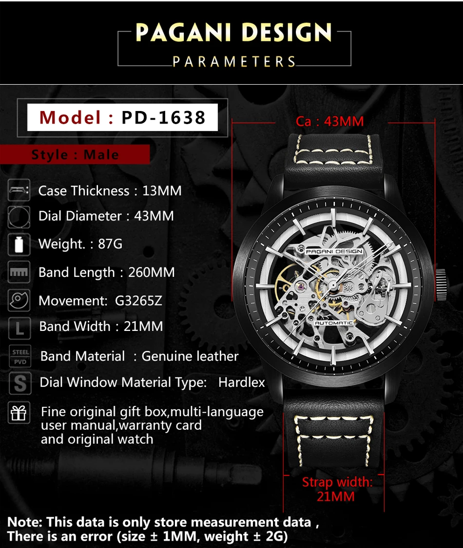 Pagani Design Luxury Automatic Skeleton Watch For Men - Waterproof ...