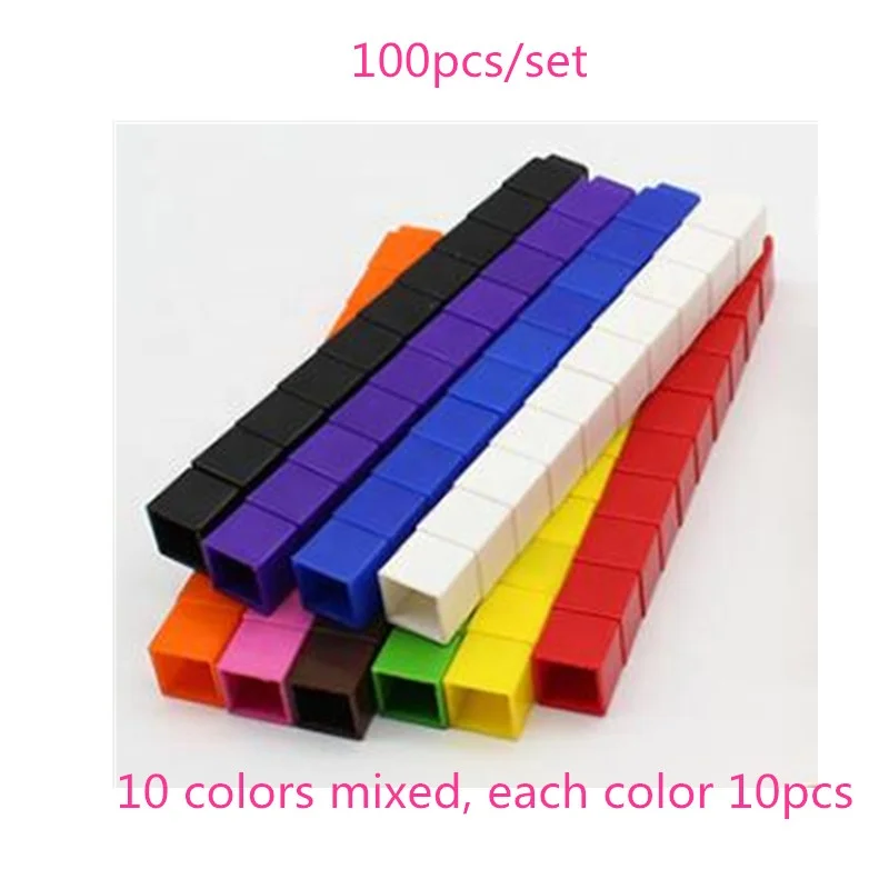 Kids Toys Building Blocks 10 Assorted Colors 2cm Plastic Linking Cubes ...