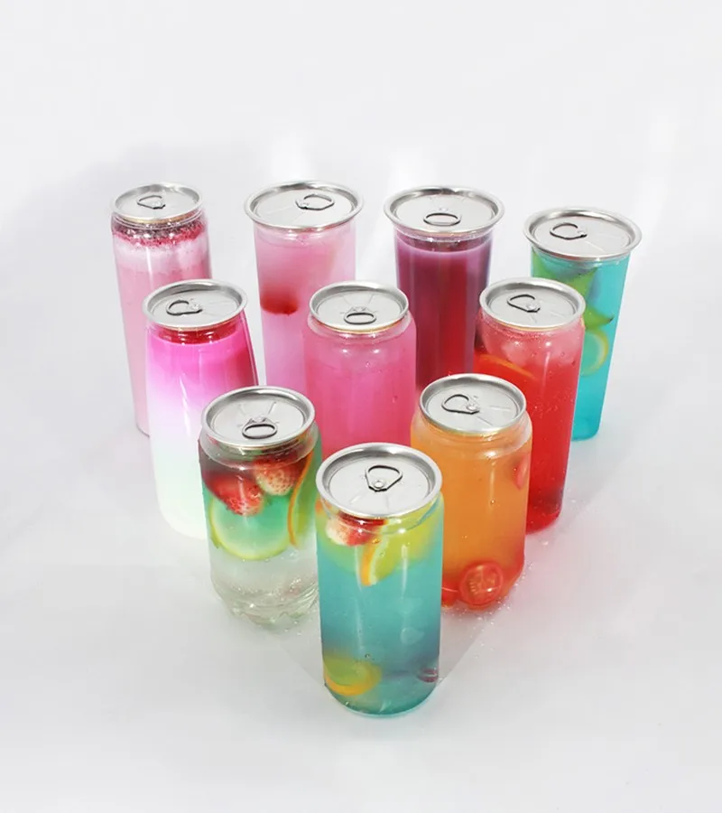 Custom PET Plastic Cans for Milk Tea and Juice - 350ml, 450ml, 550ml