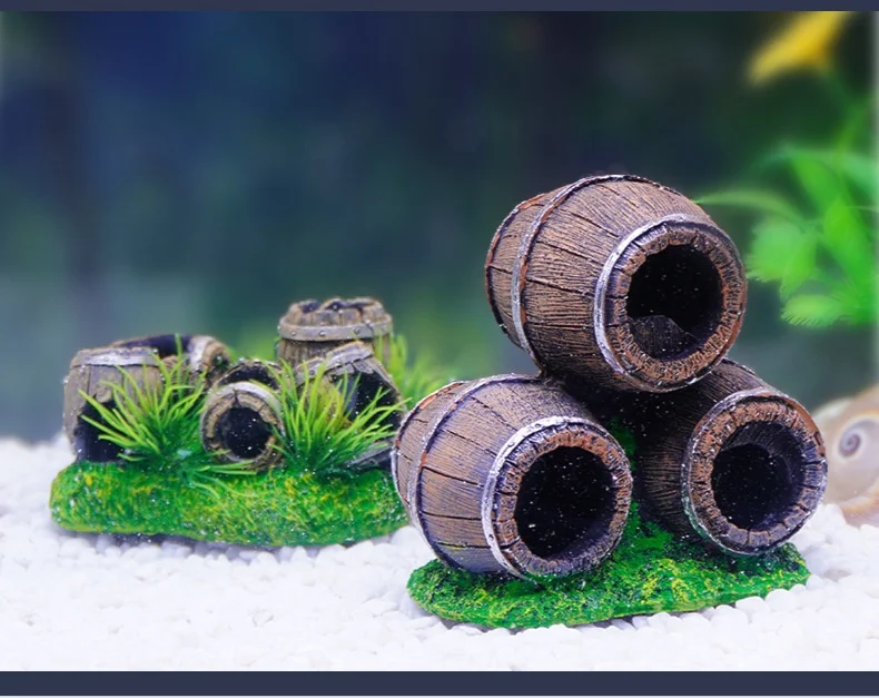 Wholesale 24 Types Resin Wooden Barrels for Aquariums