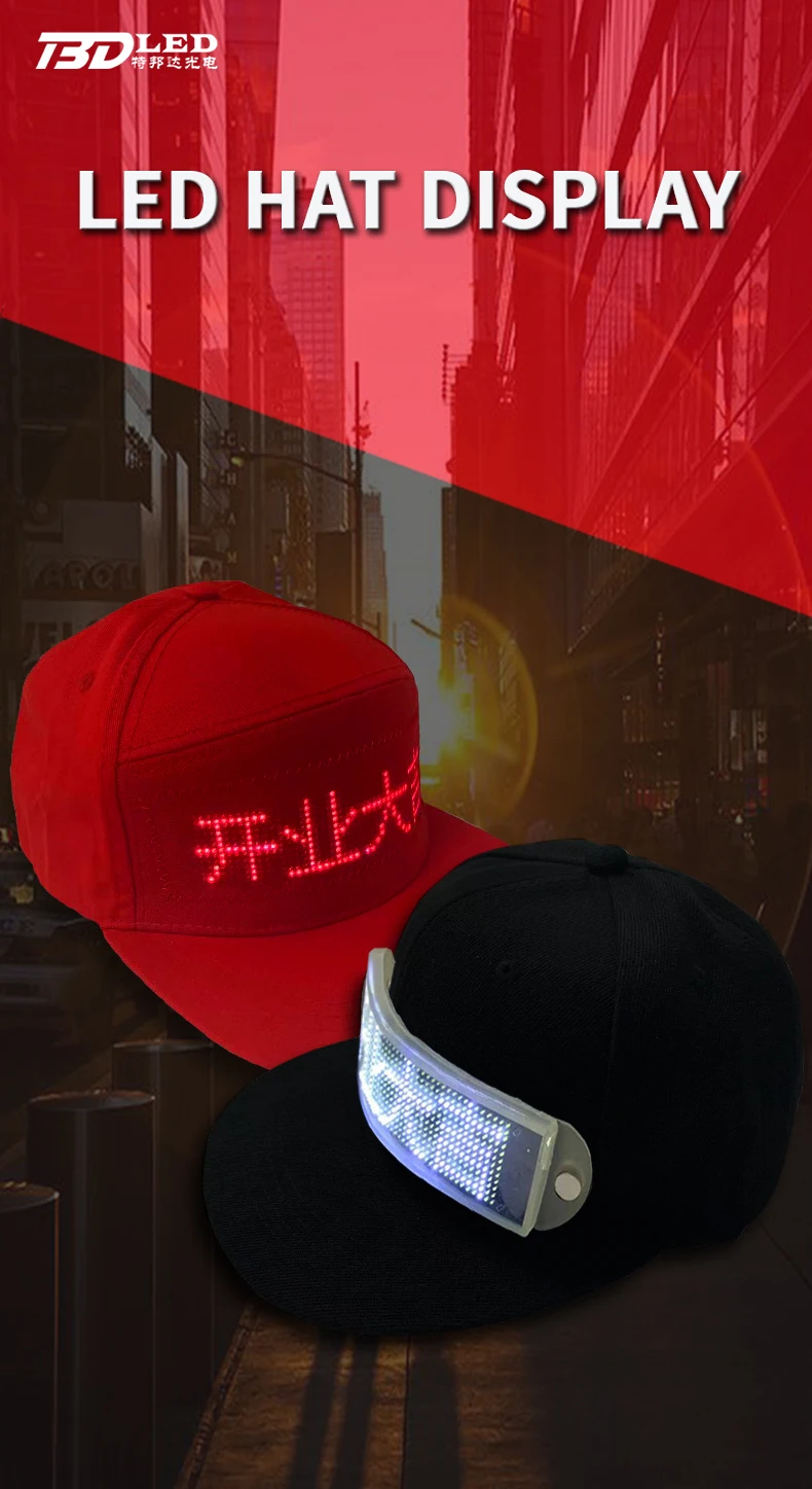 Multi Language Led Cap Light Up Scrolling Message Baseball Cap With ...
