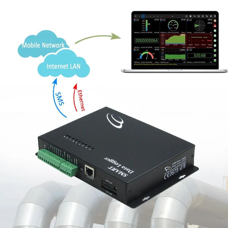 wireless analog rs485 pulse counter Data Center Temperature Humidity Data Receiver smart ...