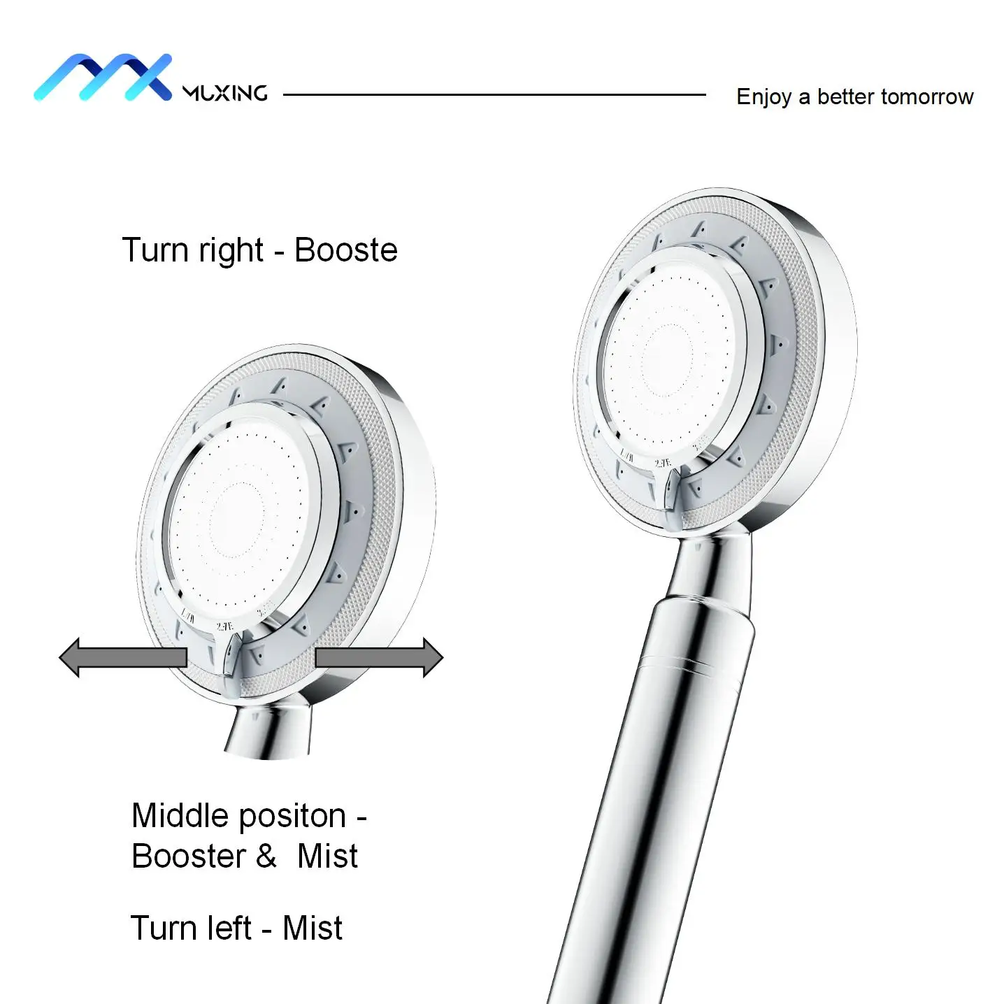 Muxing 18085 High Pressure Shower Head Water Enhancing Pressurized ...