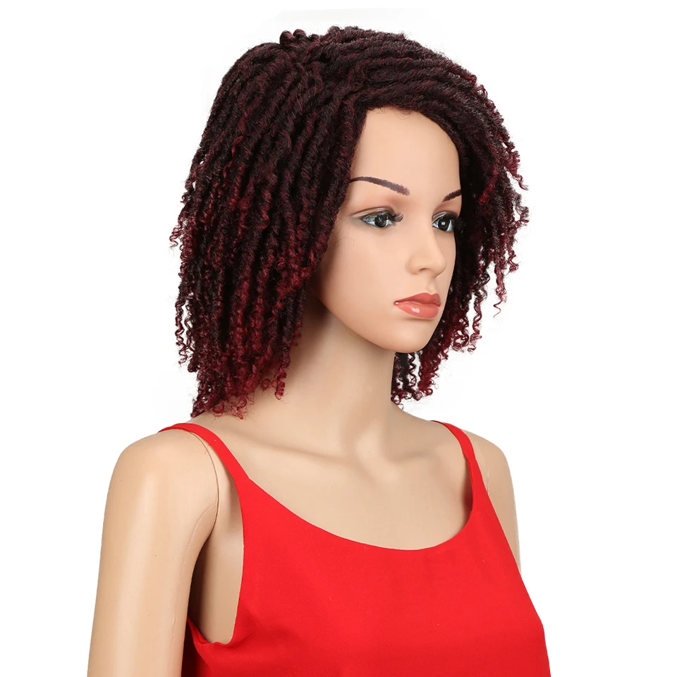 Rebecca Ombre Black Brown Color Dreadlock Wig Short Twist Wigs For ...