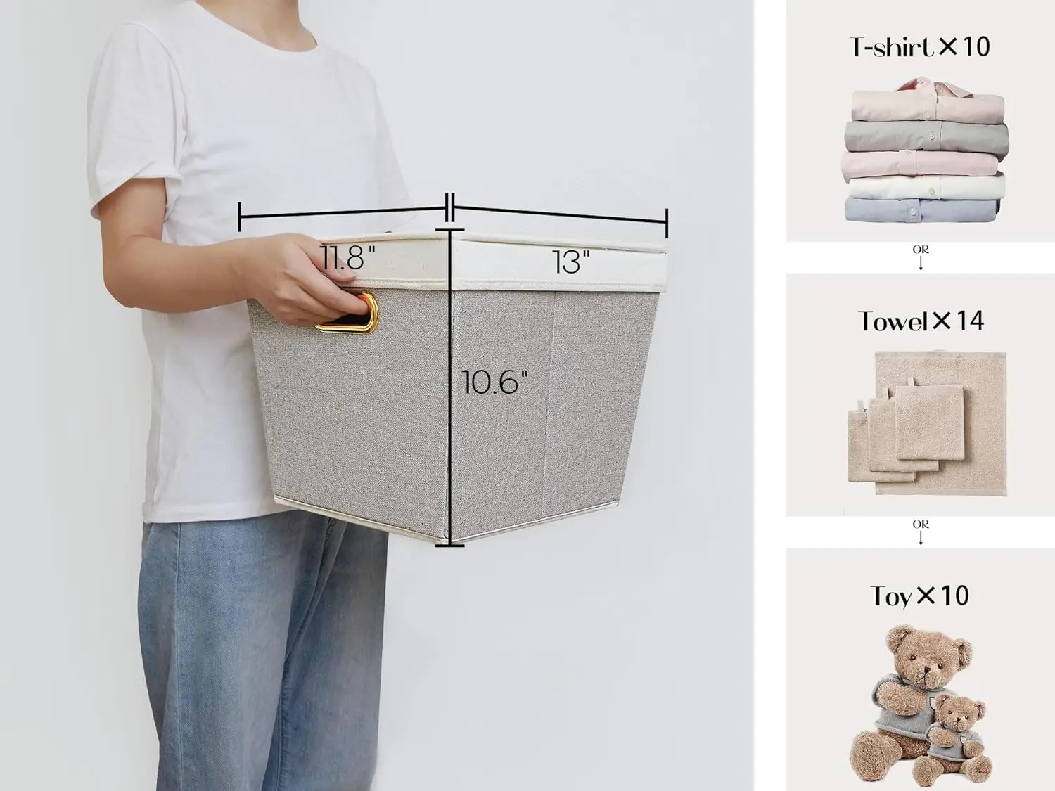 Trapezoid Fabric Storage Boxes With Lids Foldable Organizing Bins For ...