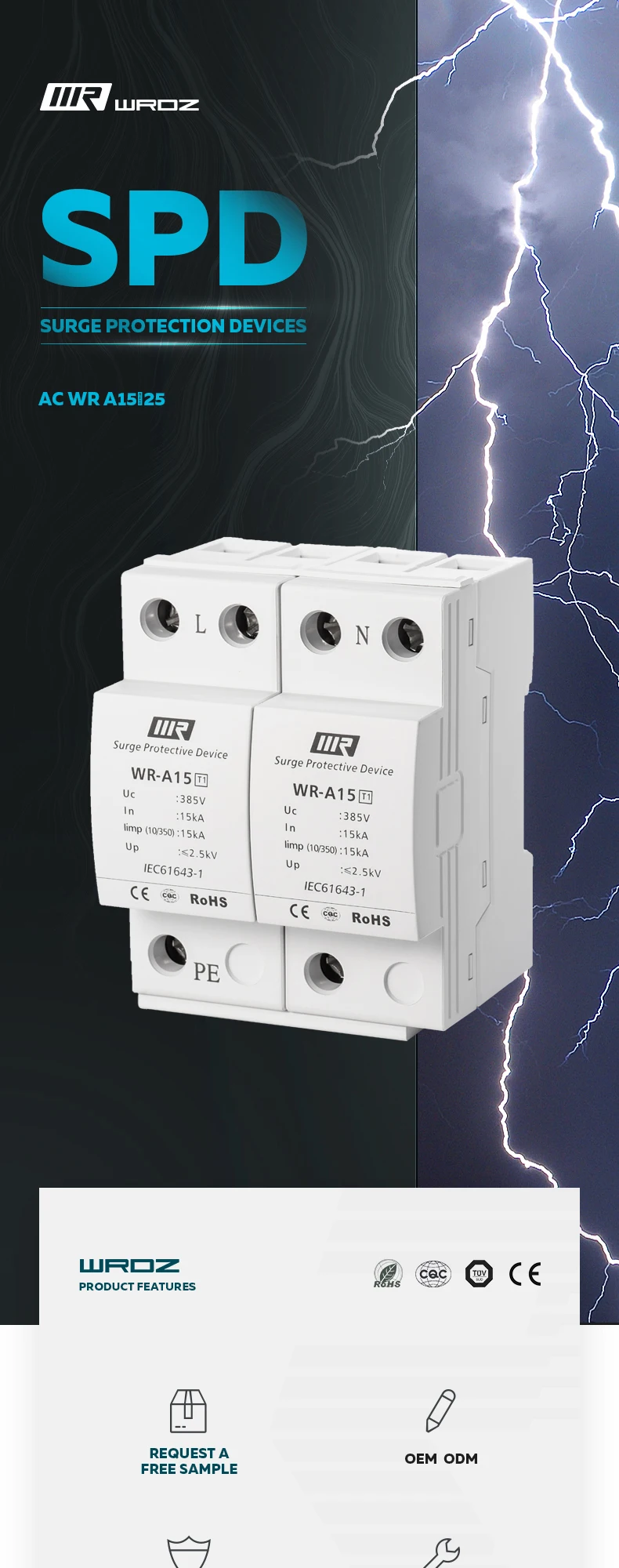 Wrdz Dc Solar Spd Low Voltage Surge Protection - Buy Smart Spd,Surge Protective Device Spd,Surge ...