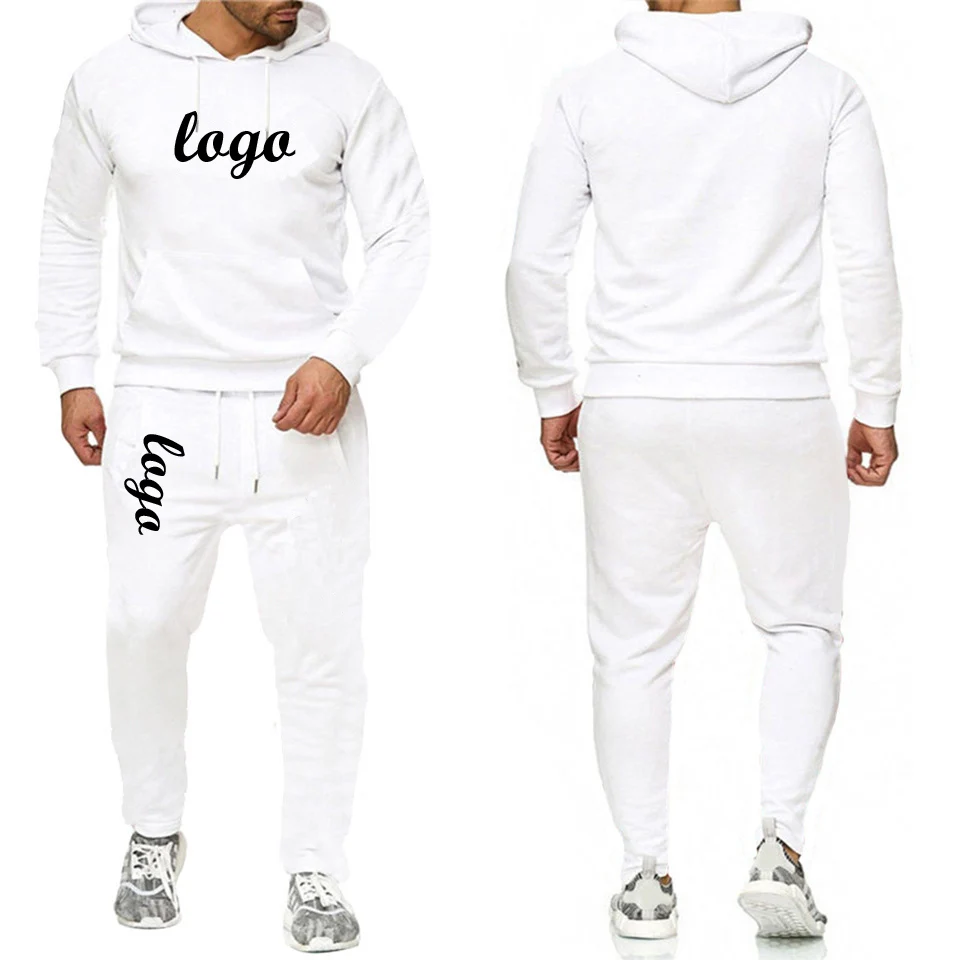 Custom Logo Blank Pullover Mens Sweat Suit With Hoodie Cotton Plain ...