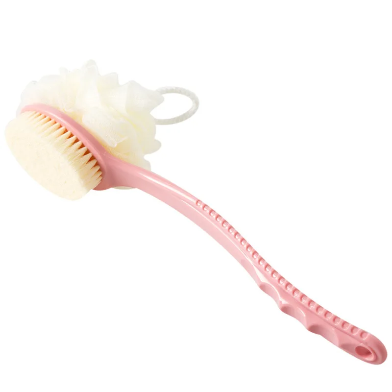 2019 Brand New Shower Body Brush Long Handle Bath Back Brush Loofah Sponge 2 In 1 Back Scrubber