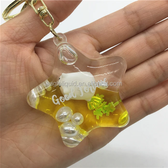 Star-Shaped Liquid Filled Floating Keychain - Custom Acrylic Glitter ...