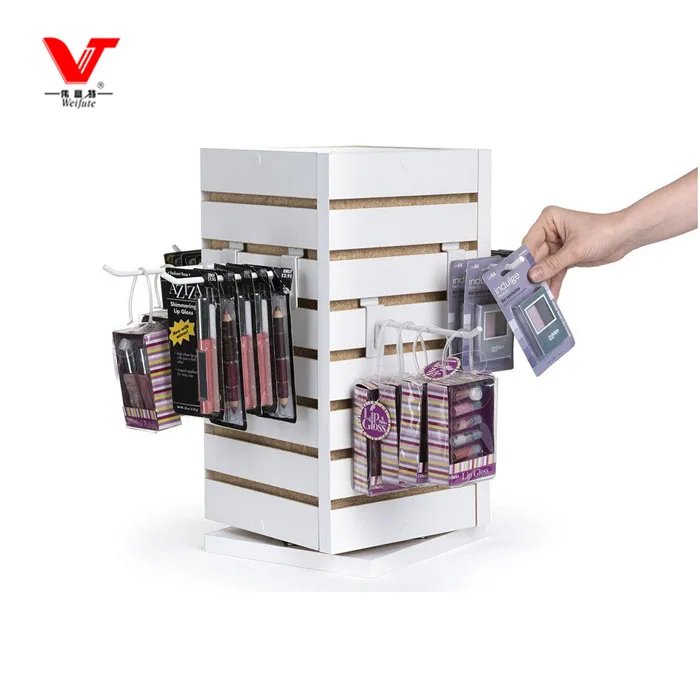 Customized Counter Rotary Retail Jewellery Slatwall Wood Display Stand ...