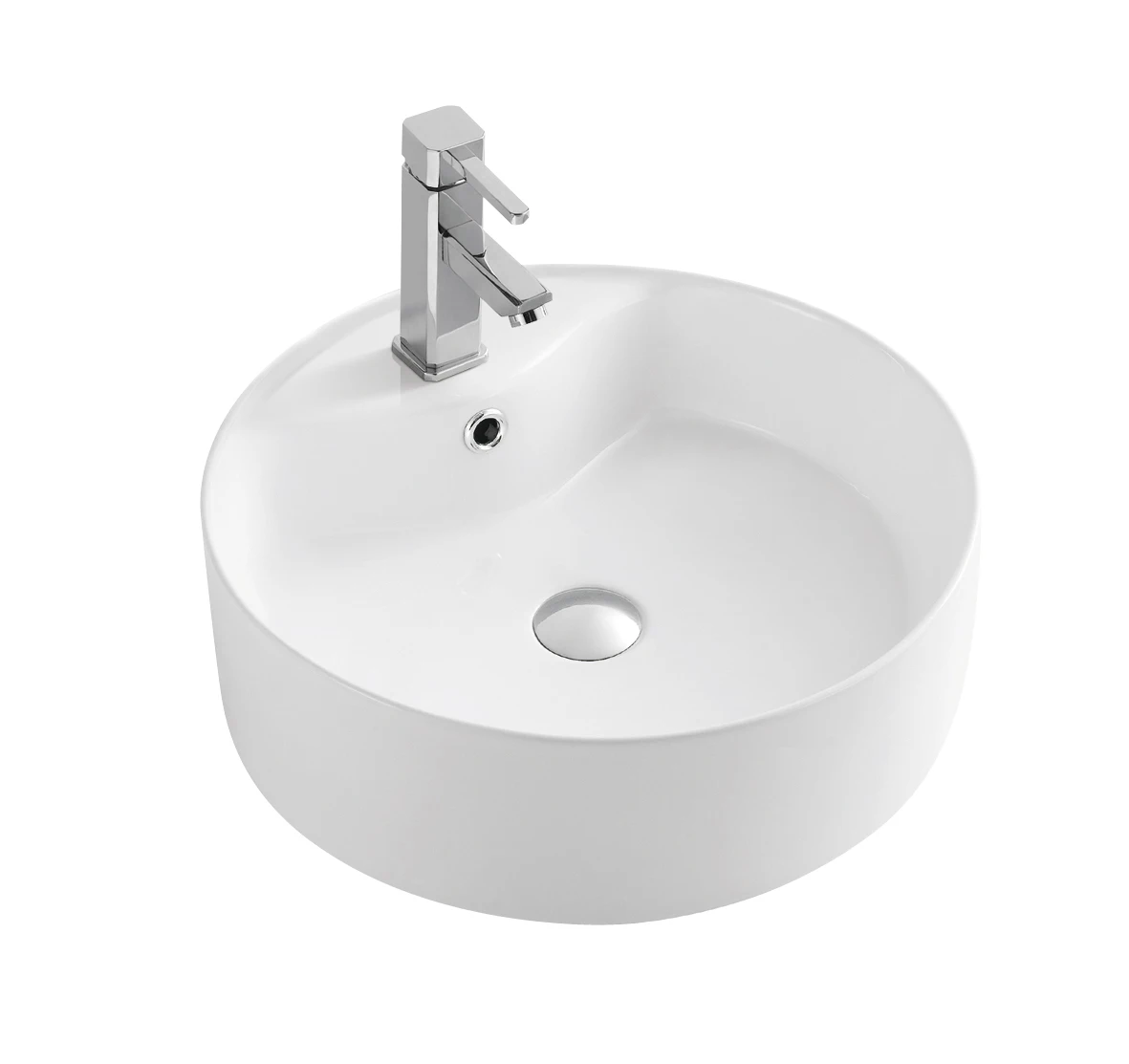 Chaozhou Modern Design Bathroom Round Face Basin With Faucet Hole White ...