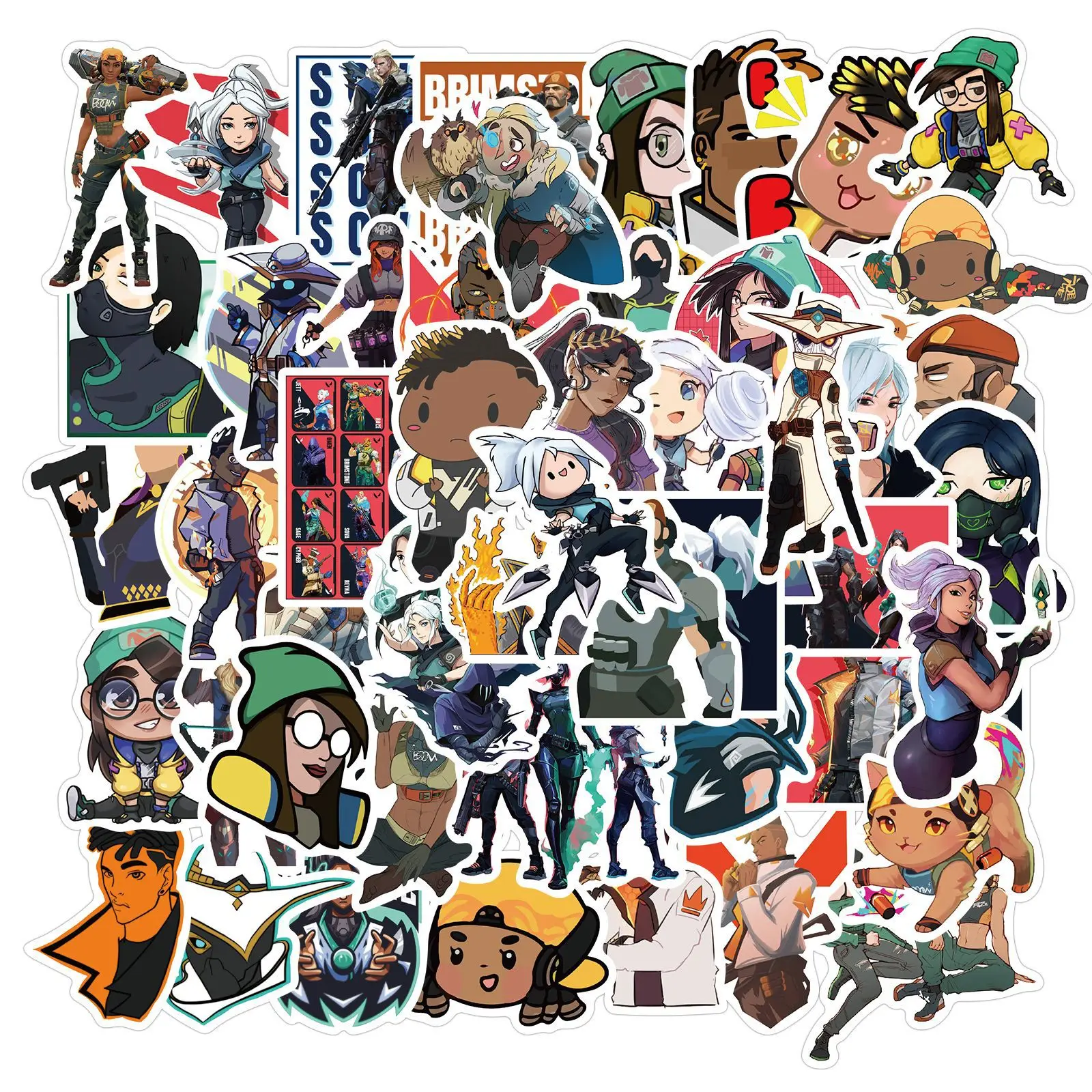50pcs/bag Valorant Cartoon Roles Personalized Decorative Graffiti ...
