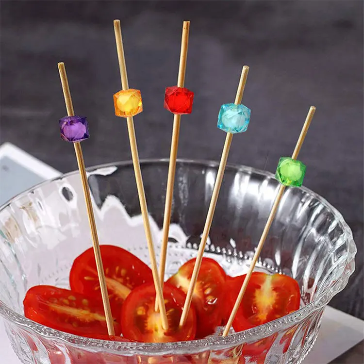 Assorted Colors Acrylic Crystal Bamboo Cocktail Garnish Skewer Pick ...