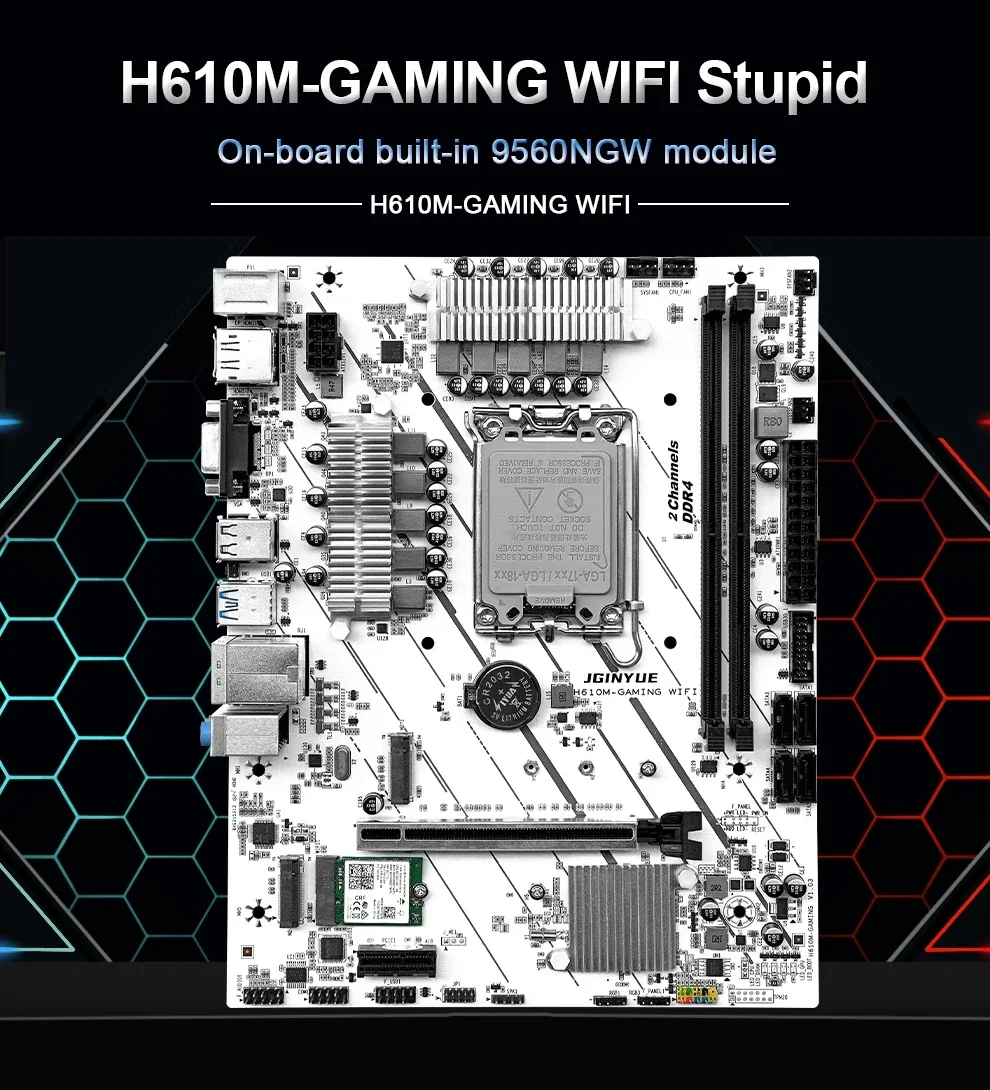 JGINYUE H610M-GAMING WIFI Motherboard Kit with I5 12400F