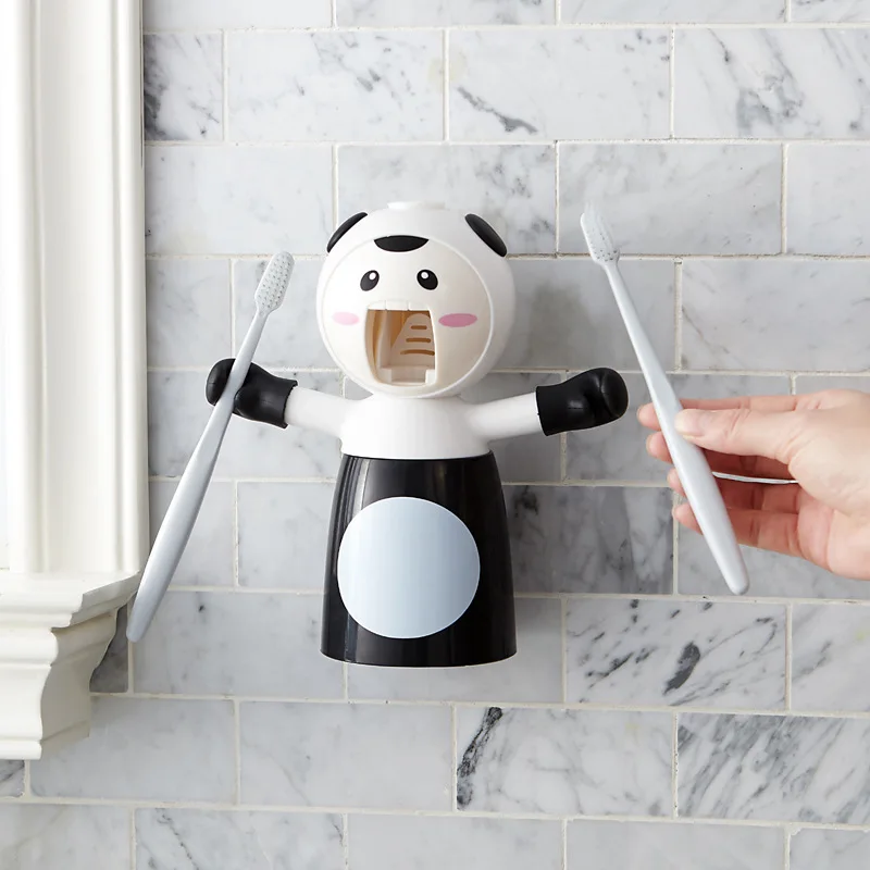 Creative Cartoon Kids Wall Mounted Toothpaste Dispenser Cute Toothbrush ...