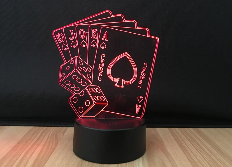 Poker Dice LED 3D Illusion USB Playing Card Lamp - Night Light