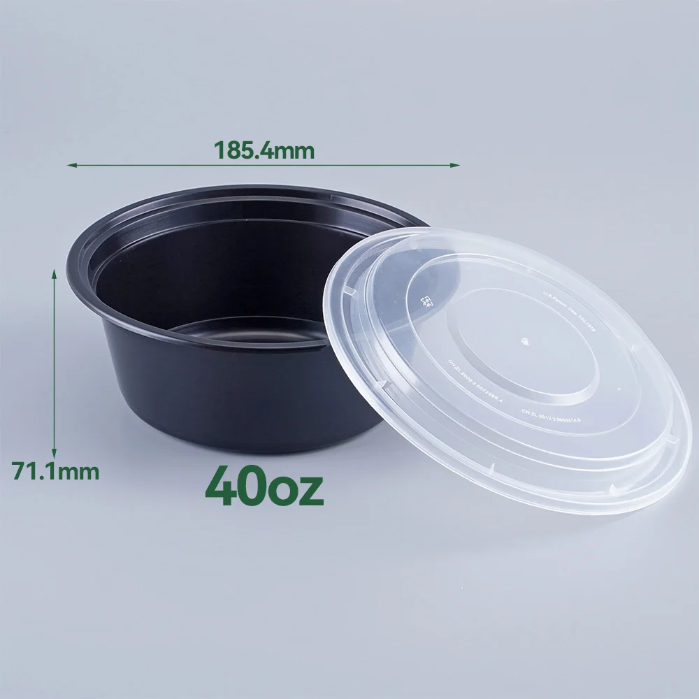 Manufactory LR 40oz Round Food Packing Plastic Box - 1185ML