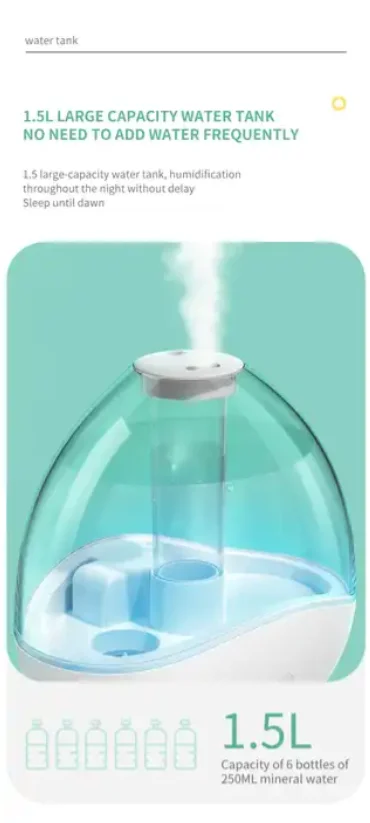 H2o 1.5L 2024 Large Transparent Water Tank Misting Humidifier Auto Off ...