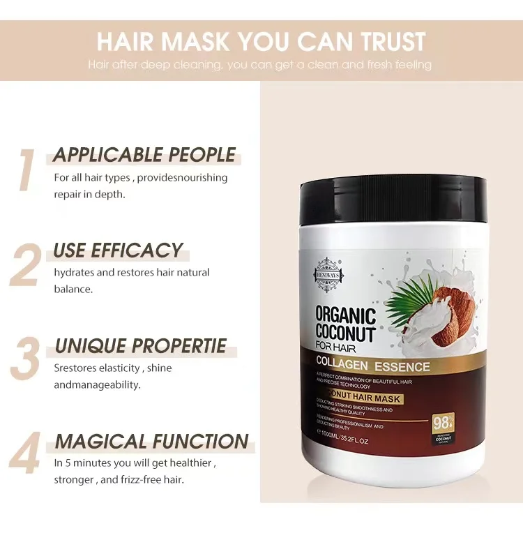 Heniways Organic Hair Collagen Essence Nourishing Shampoo Itchy Scalp Oil Control Coconut ...