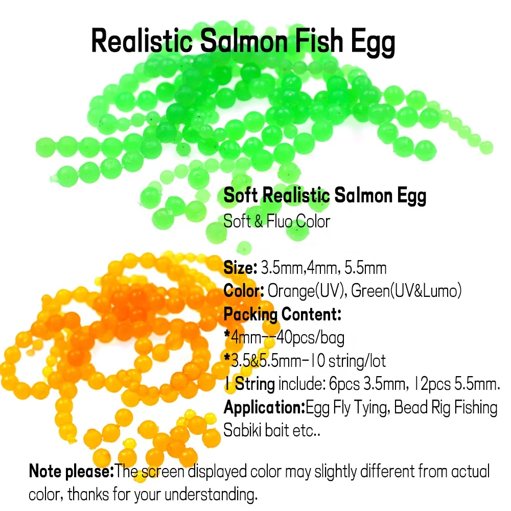 Bulk Realistic Salmon Egg Roe Elastic Fly Tying Egg Fly Glo Bug Orange ...