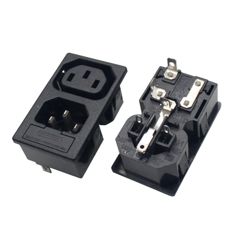 IEC AC Power Inlet Connector C13 and C14 AC Socket 1.5 Card Slots Plug ...