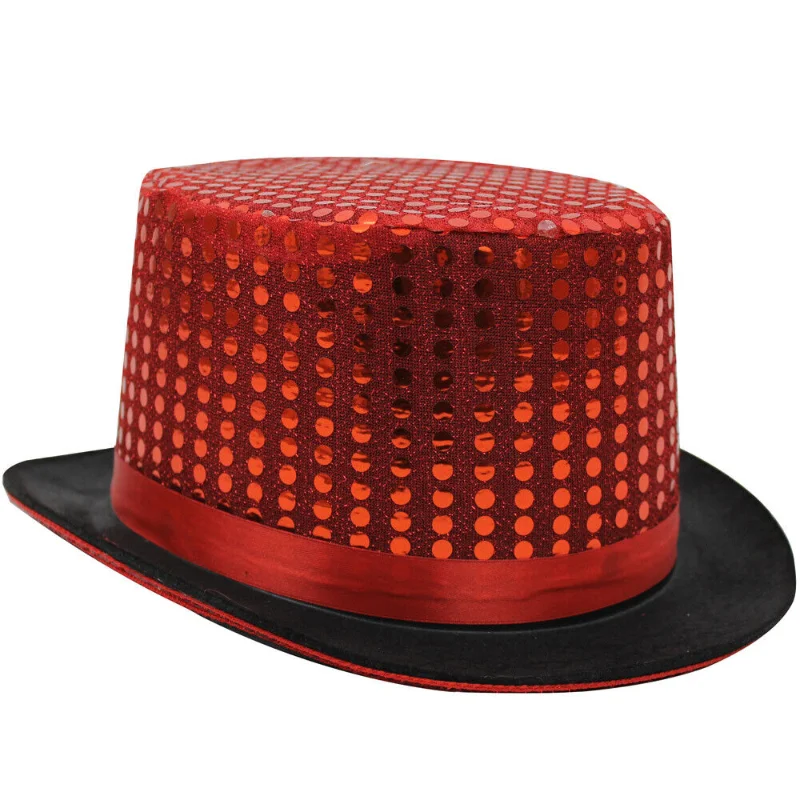 Red Sequin Top Hat Dance Cane Bow Tie Fancy Dress Ringmaster Cabaret ...