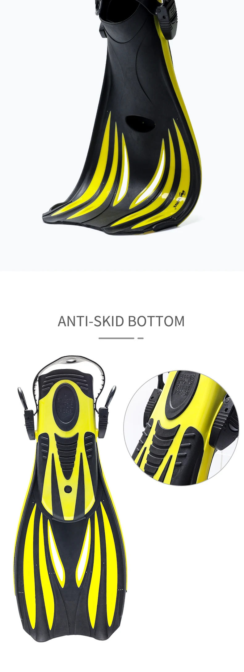 Wave Snorkel Fins Portable Swimming Flipper Adjustable Strap High ...