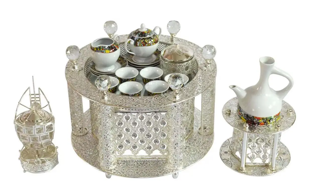 Ethiopian Eritrean Metal Rekebot Habesha Coffee Table Set