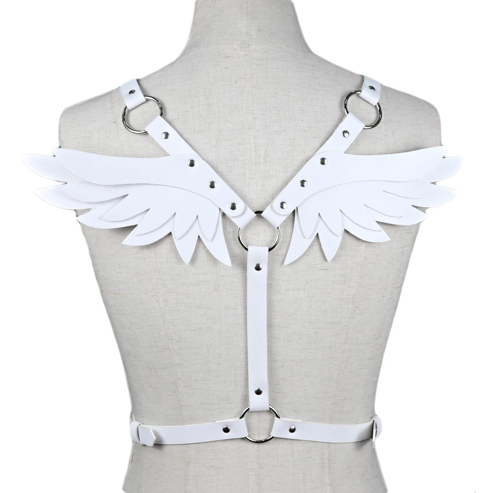 Sexy Goth Leather Harness Angel Wing Bust Bdsm Harajuku Lingerie Women ...