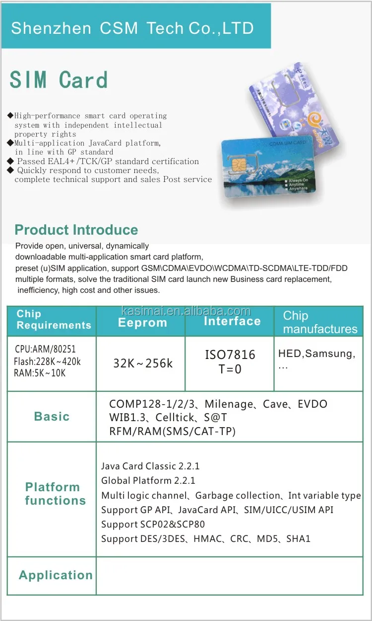GSM 3G 4G LTE SIM Card Custom Printing Plastic Card
