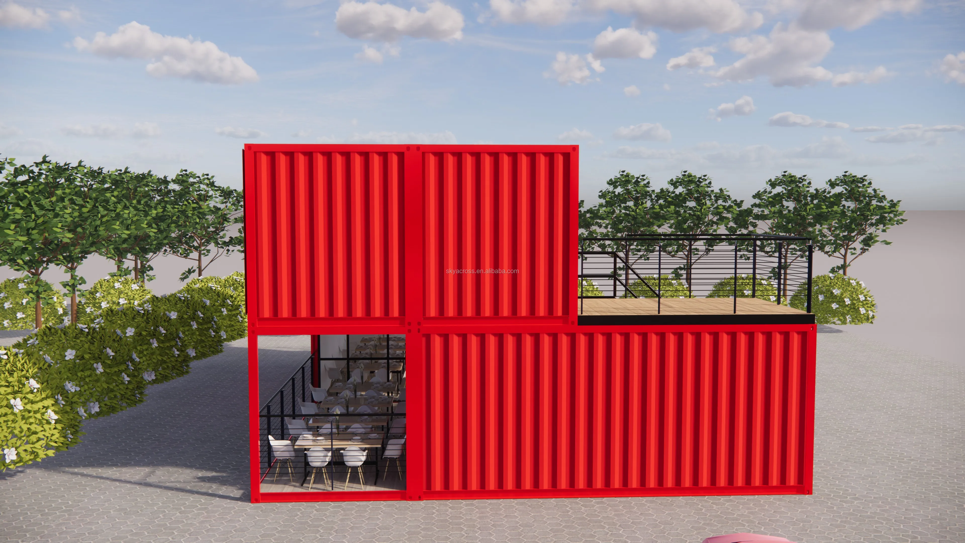 Two-Story Pop-Up Container Café Kiosk - Steel Prefabricated Building ...