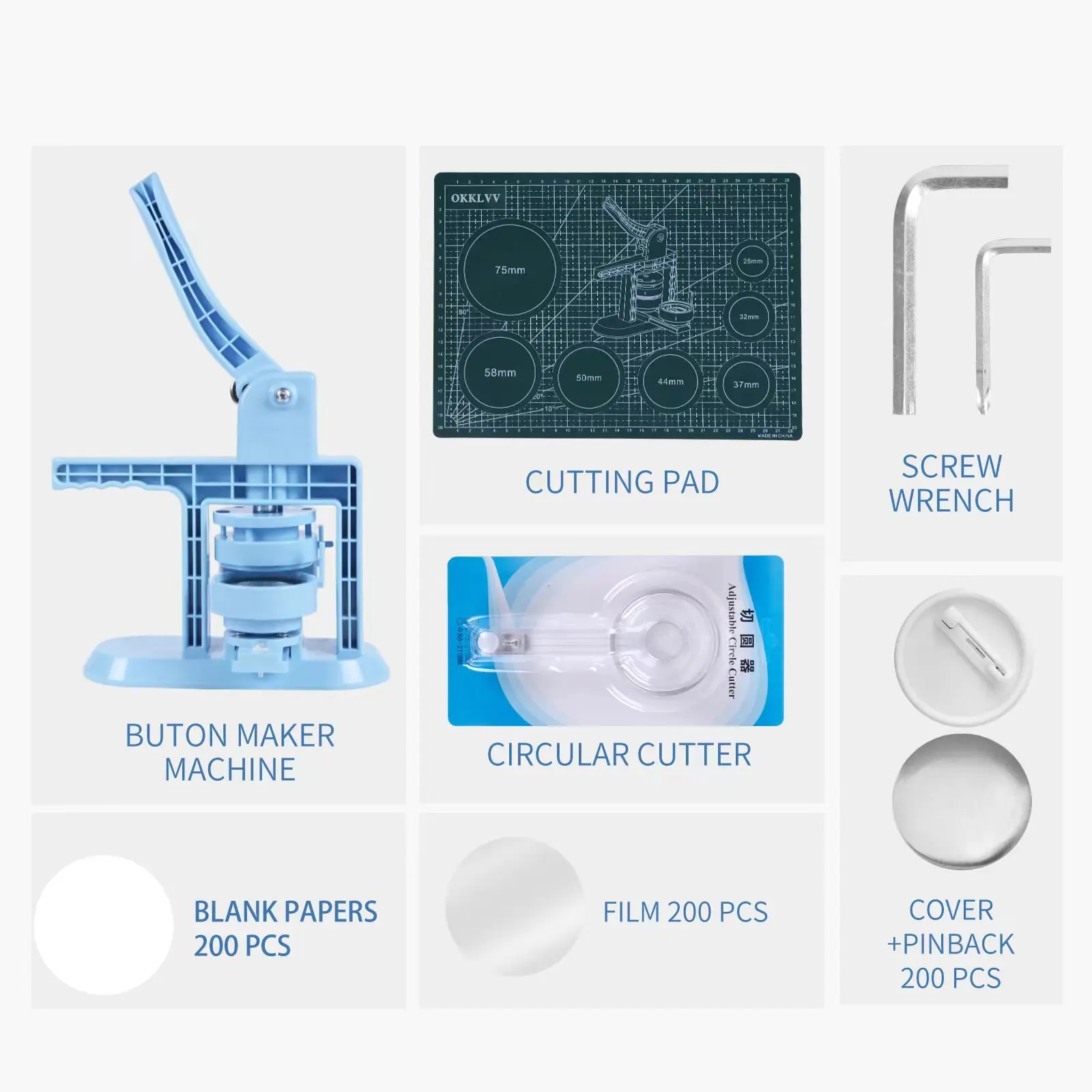 Rectangle Badge Maker Machine with 90*65mm Cutter & 1000pcs Material ...