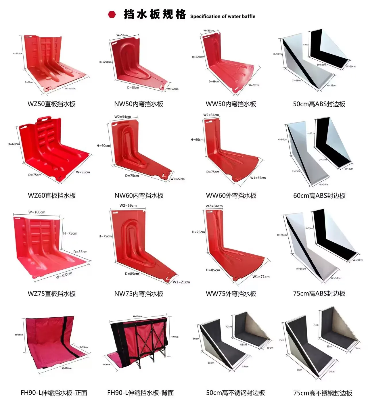 L-shaped Water Blocking Flood Control Baffle Barrier