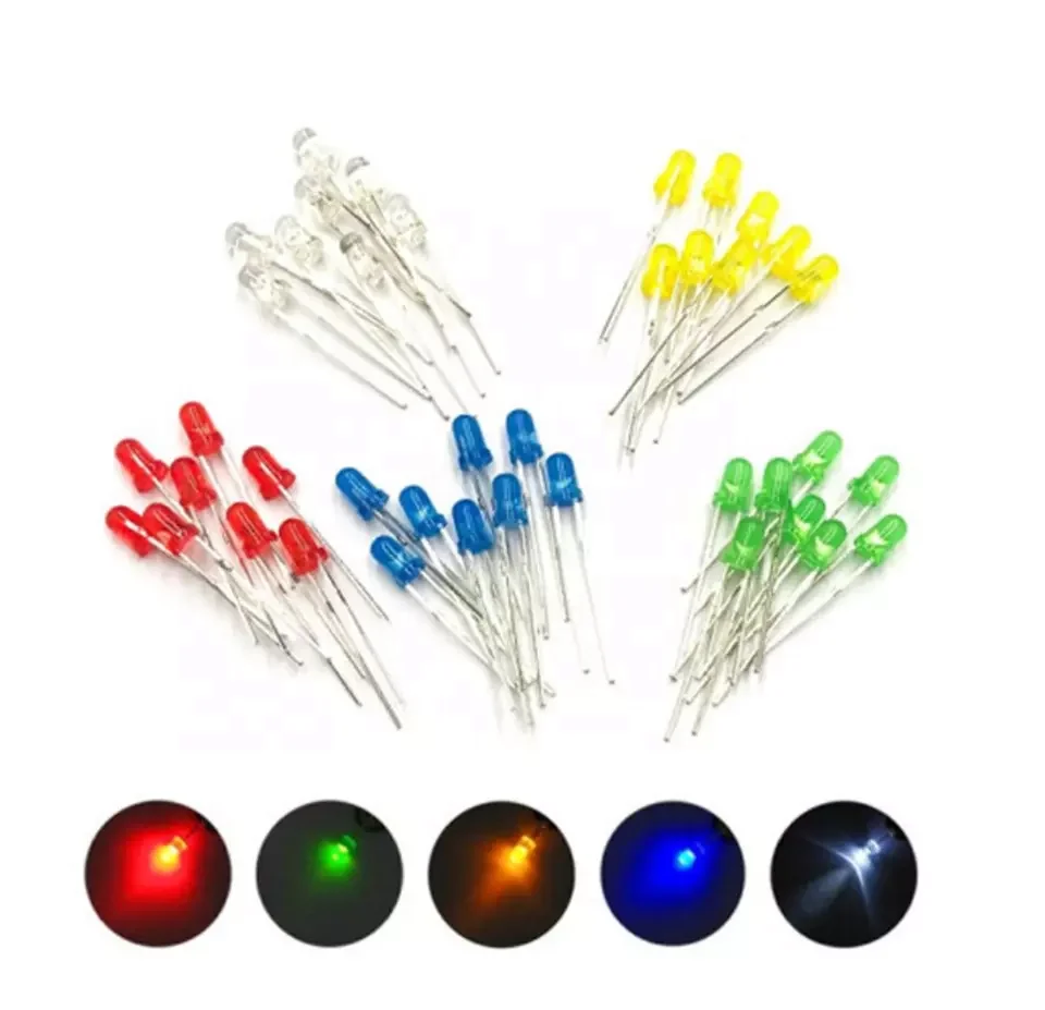5mm Led Light Emitting Diode 3mm Round Head Bead F3 F5 Inline 8mm Diode ...