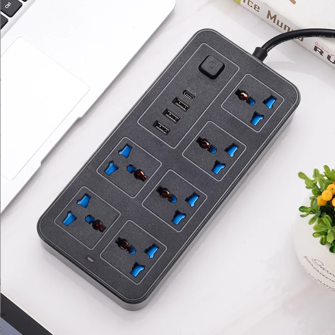 6-way Power Strip with USB and Type-C Ports - Surge Protector