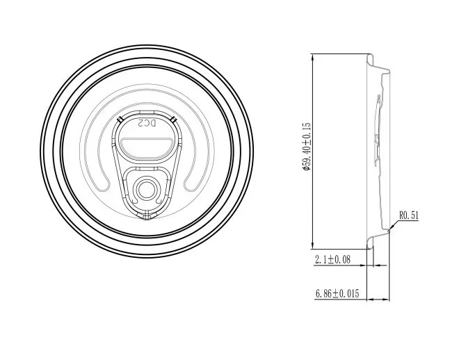 202 52mm Full Open Cap Pull Tab Lid - Aluminum Easy Open End