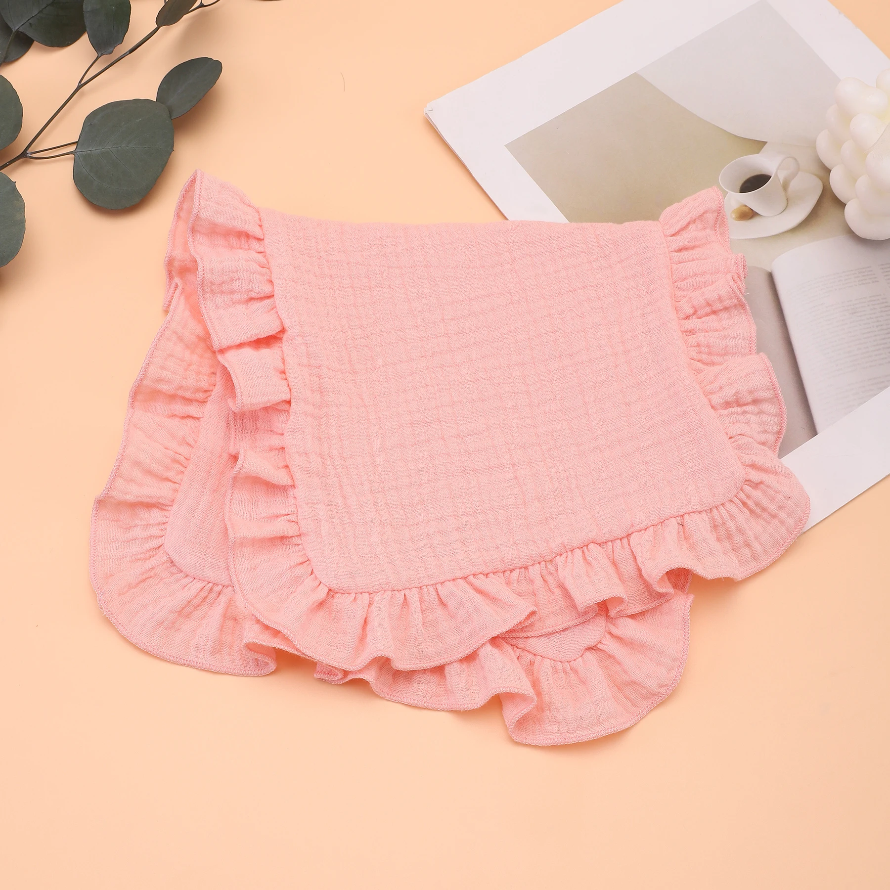 High Quality Baby Drool Rags Soft Cotton Muslin Washcloths Burping Bibs Ruffle Baby Burp Cloth ...