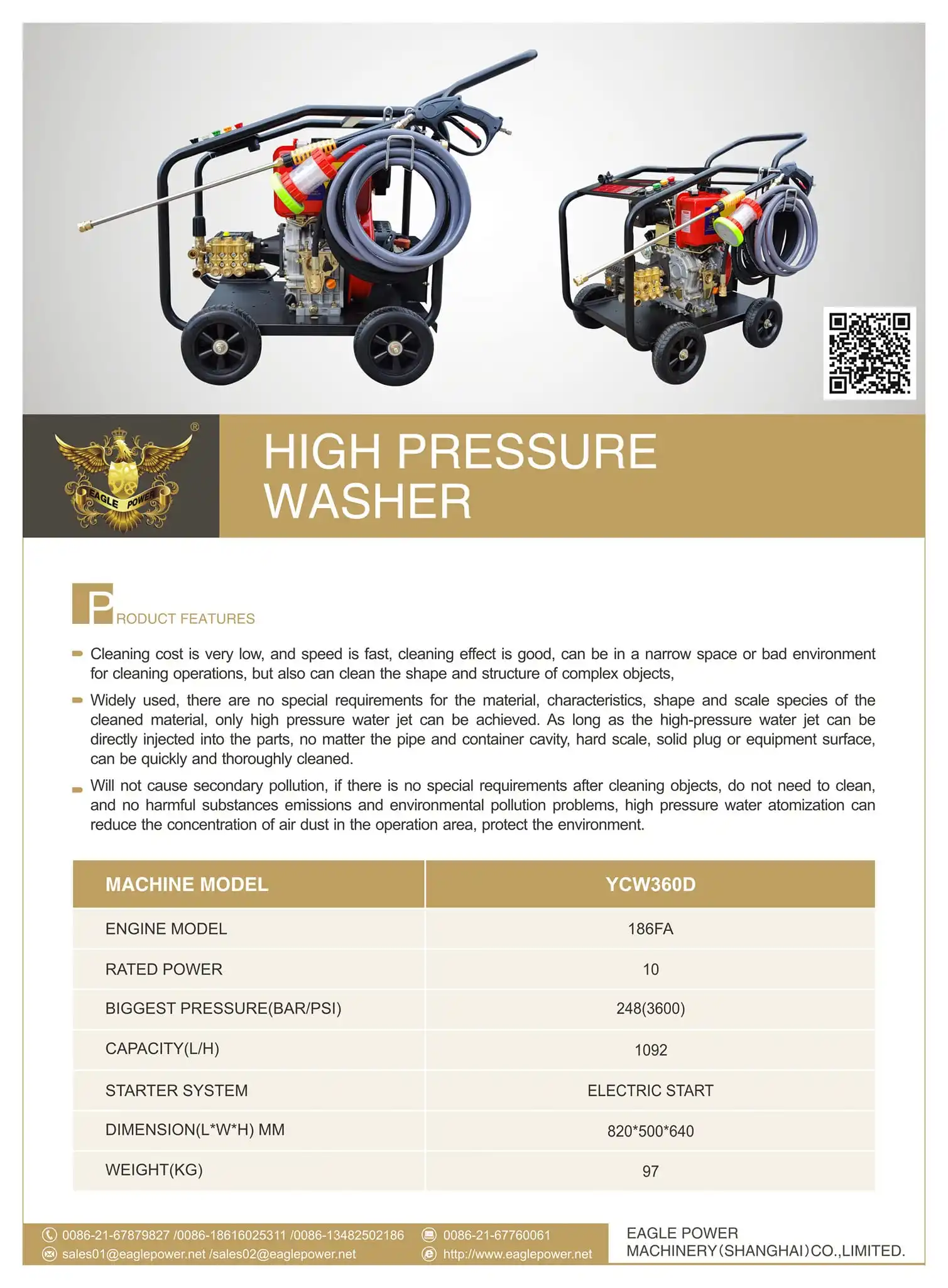 Diesel High Pressure Washer 250bar/3600psi Four Wheels Set Price ...