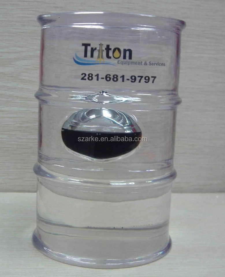 Factory Customized Acrylic Oil Barrel Paperweight With Buit-in Oil Drop ...