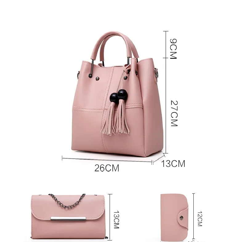 Fashion Womens Tote Bags Handbags Sets 3 Pieces Pu Leather Satchel ...