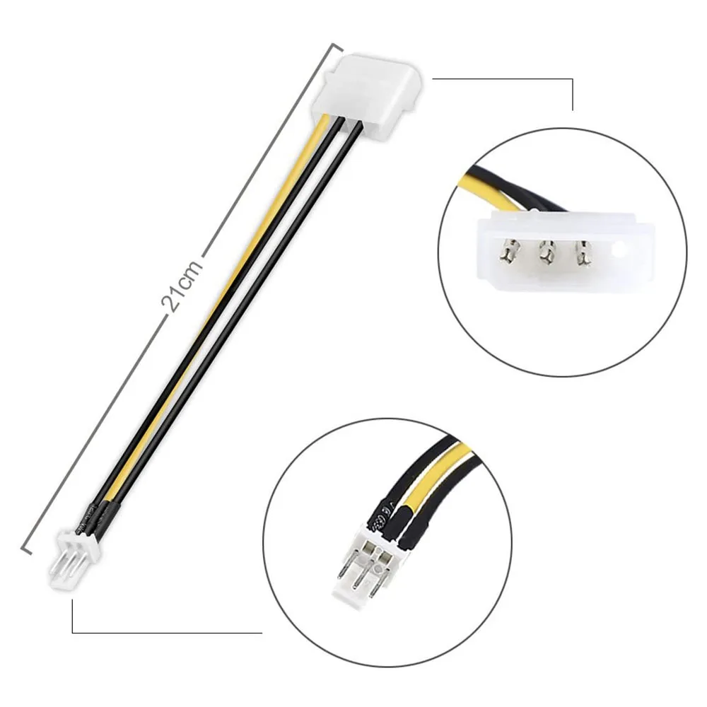 3 Pin ATX Fan to 4 Pin Molex Connector Cable Fan Power Adapter Cable ...