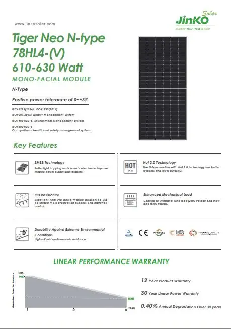 Jinko Solar Panel Price Tiger Neo N-type 156 Cells 610-630 Watt ...