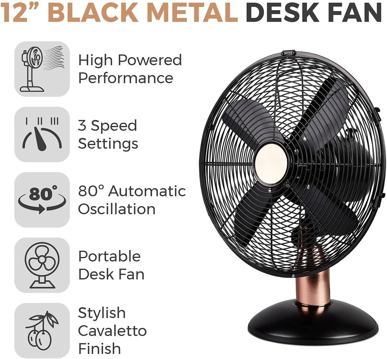 16" Classic Metal Three Speed Electric Table Air Circulator Fan With ...