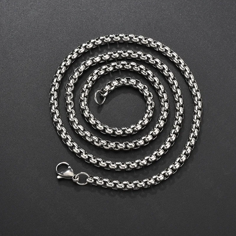 2mm 2.5mm 3mm Stainless Steel Square Rolo Chain Round Box Necklace for ...