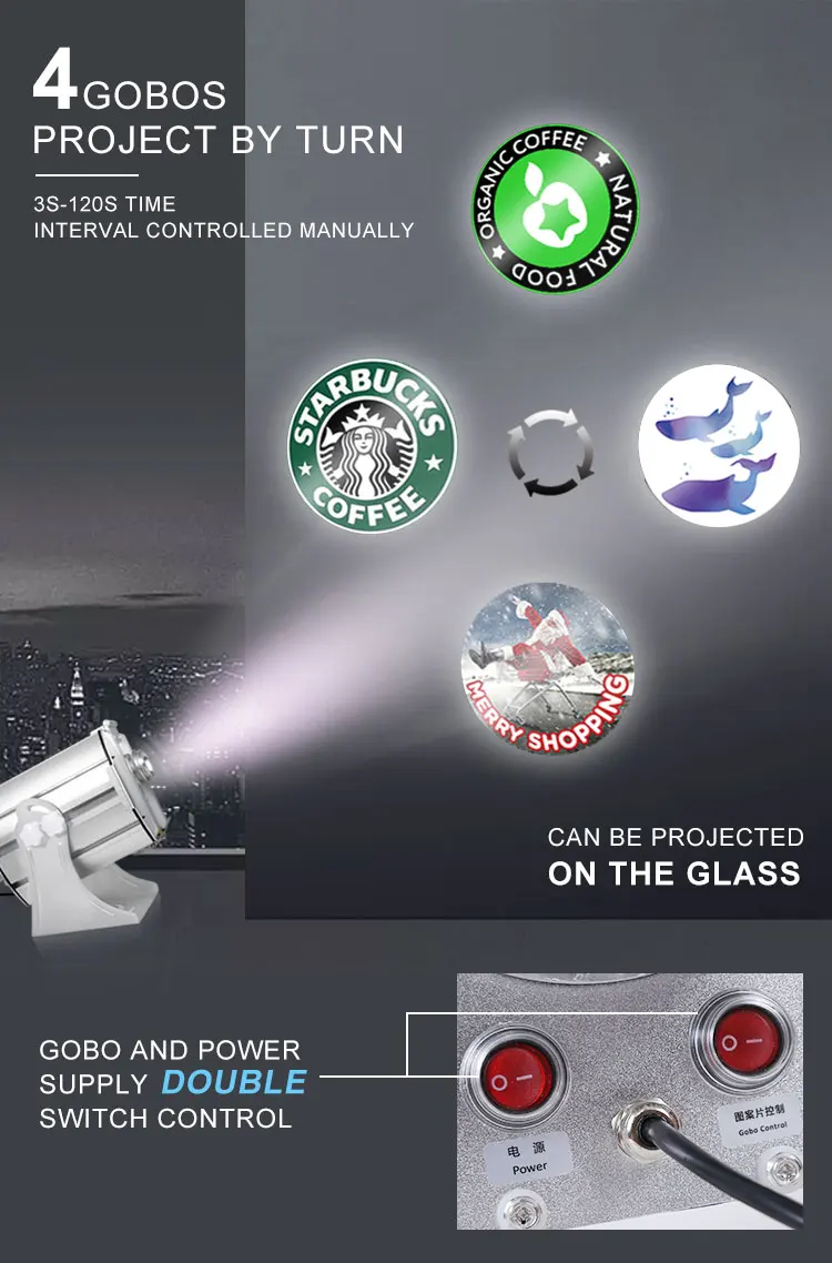 80w Commercial Advertising Gobo Projector with 8 Logos