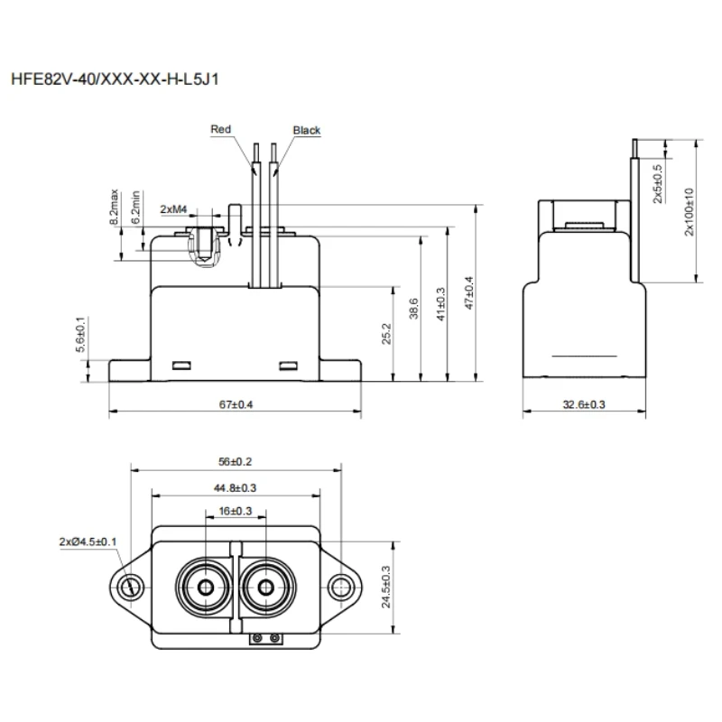 HFE82V-40 HONGFA 고전압 DC 접촉기 450V 750V 40A 접촉기 릴레이 접촉기 24v DC 12V DC ...