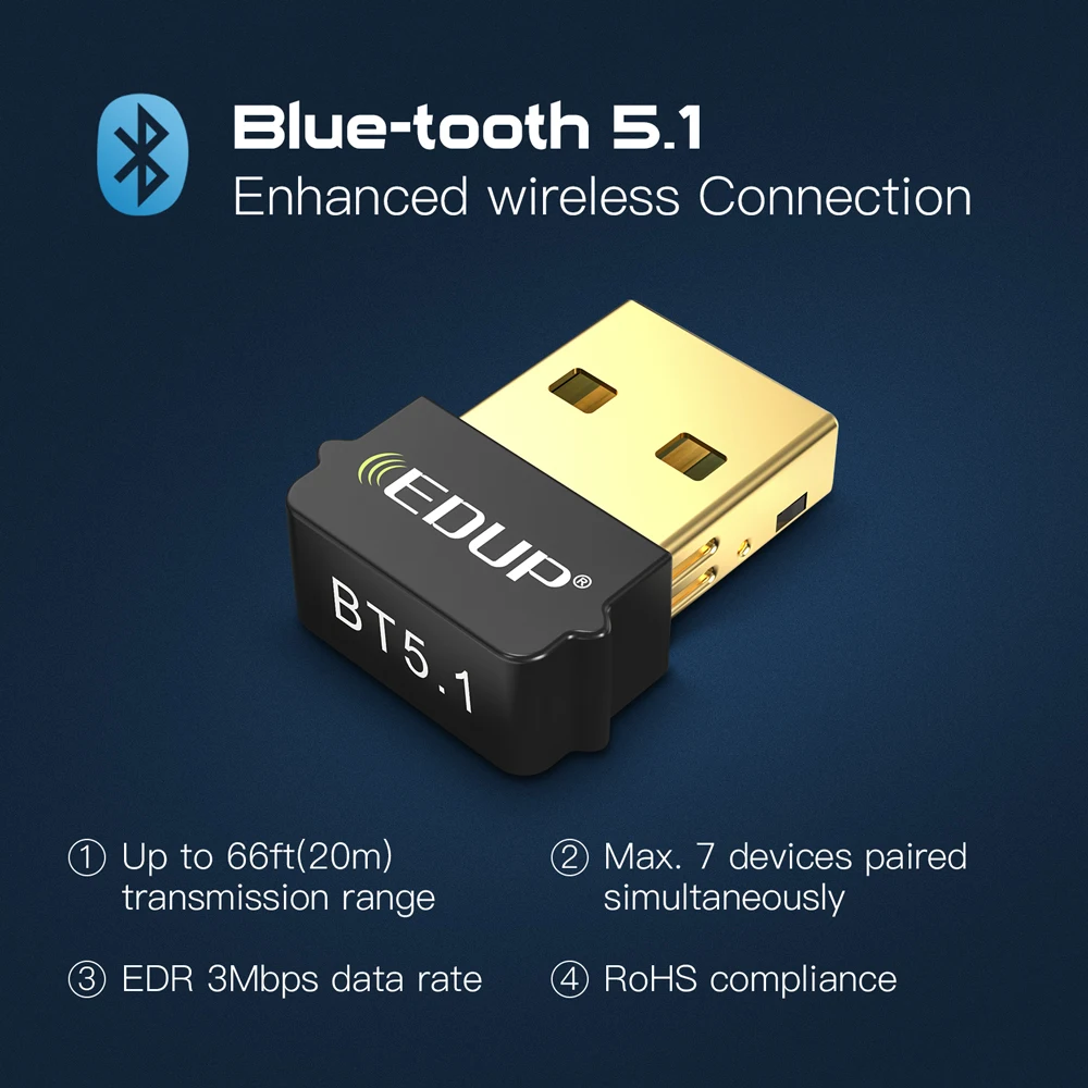 USB Bluetooth 5.1 Adapter for Computers & Devices, OEM Support